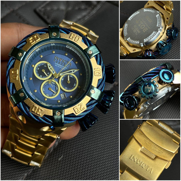 Invicta Reserve Mens Thunder Bolt Quartz Chronograph Gold Men's Watch ...