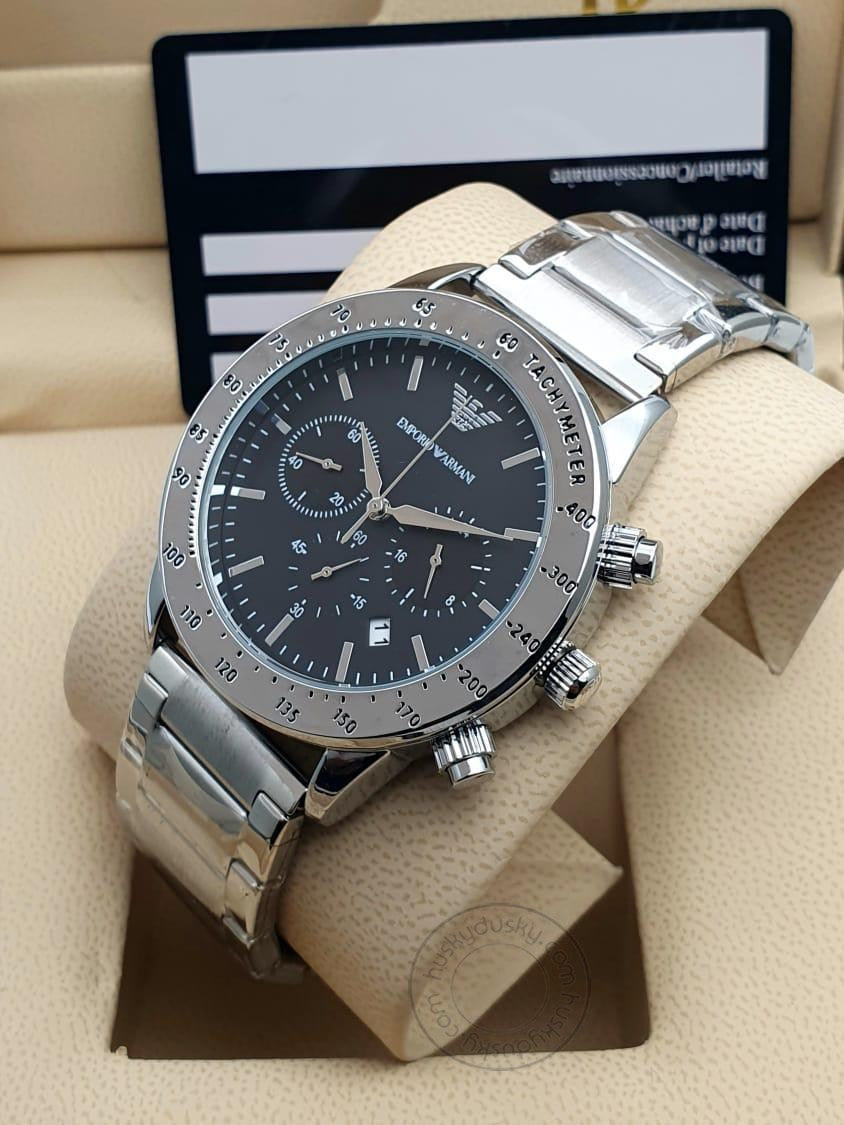 Emporio Armani Mario Chronograph Analog Black Dial Men's Watch AR11241 ...